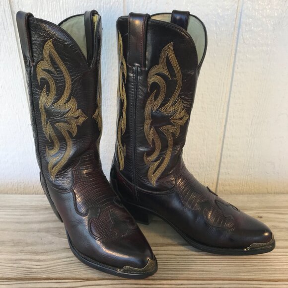 Durango | Shoes | Durango Exotic Print Mens Black Cherry Leather Cowboy ...